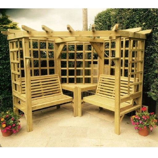 Stunning Wooden Arbours, Corner Arbour, Country Manor Garden.